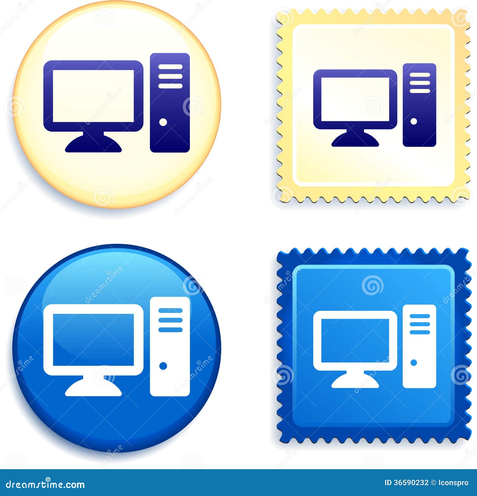 Computer Desktop Button and Stamp Stock Illustration - Illustration of ...