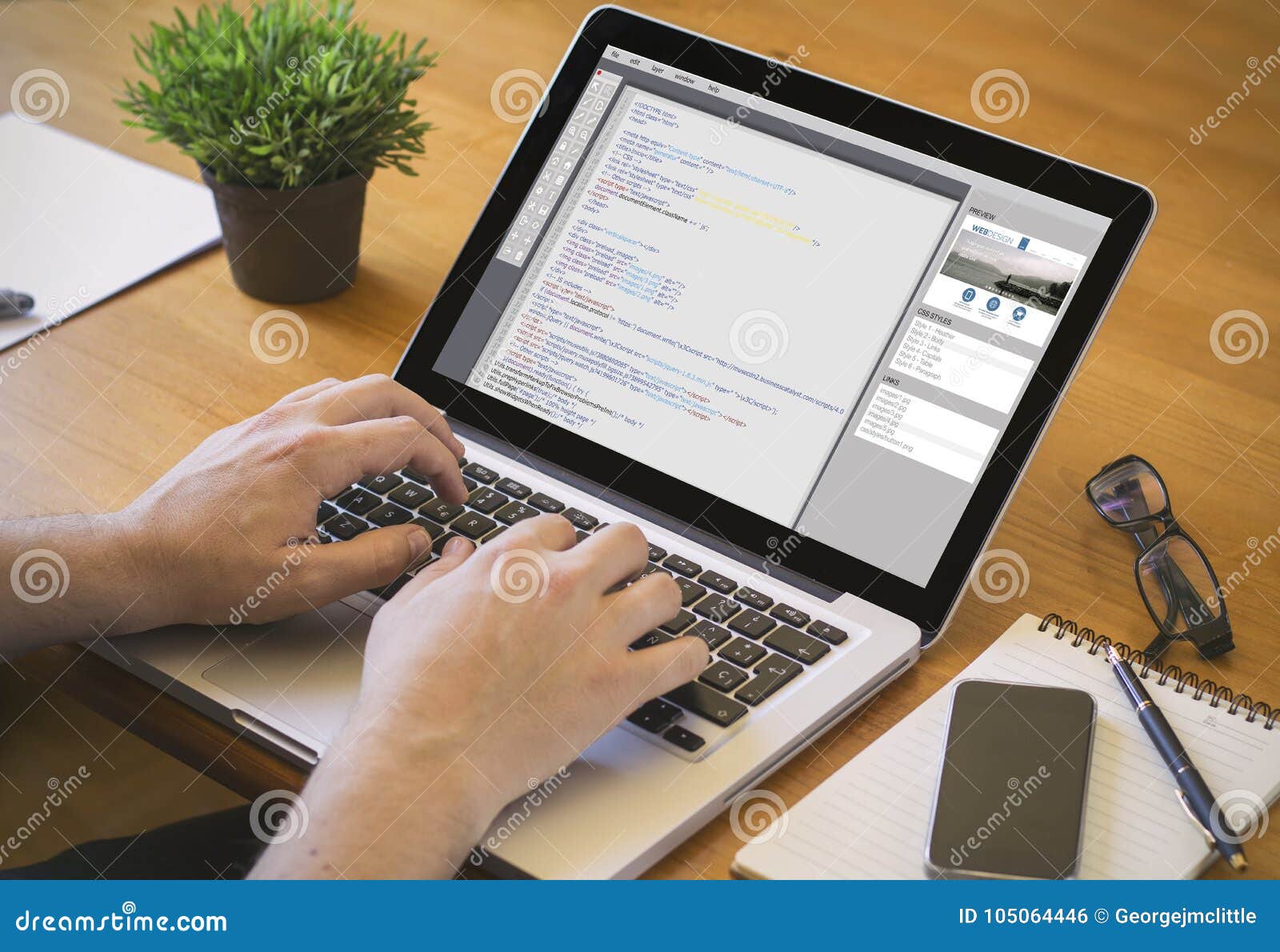 Computer desktop coding stock photo. Image of laptop - 105064446