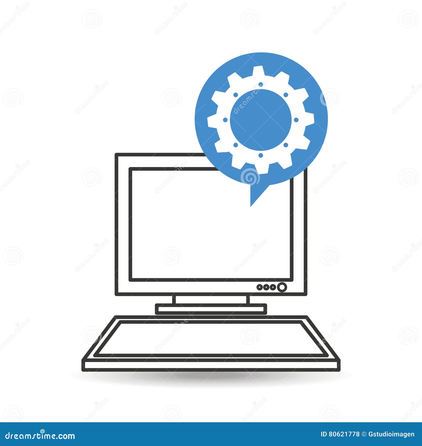 Computer Desktop Communication Gear Social Network Stock Vector ...