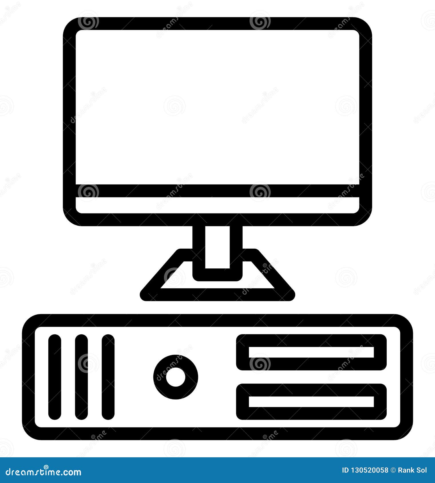 Computer, Desktop Computer Isolated Vector Icon that Can Be Easily Edited in Any Size or ...