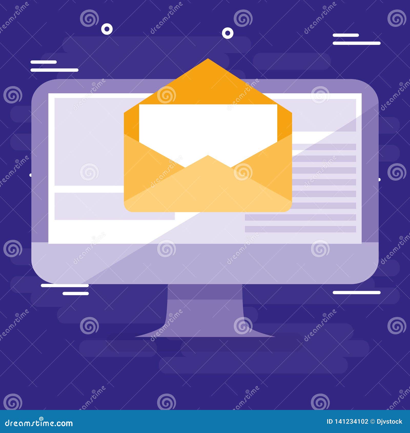 Computer Desktop with Envelope Email Stock Vector - Illustration of ...