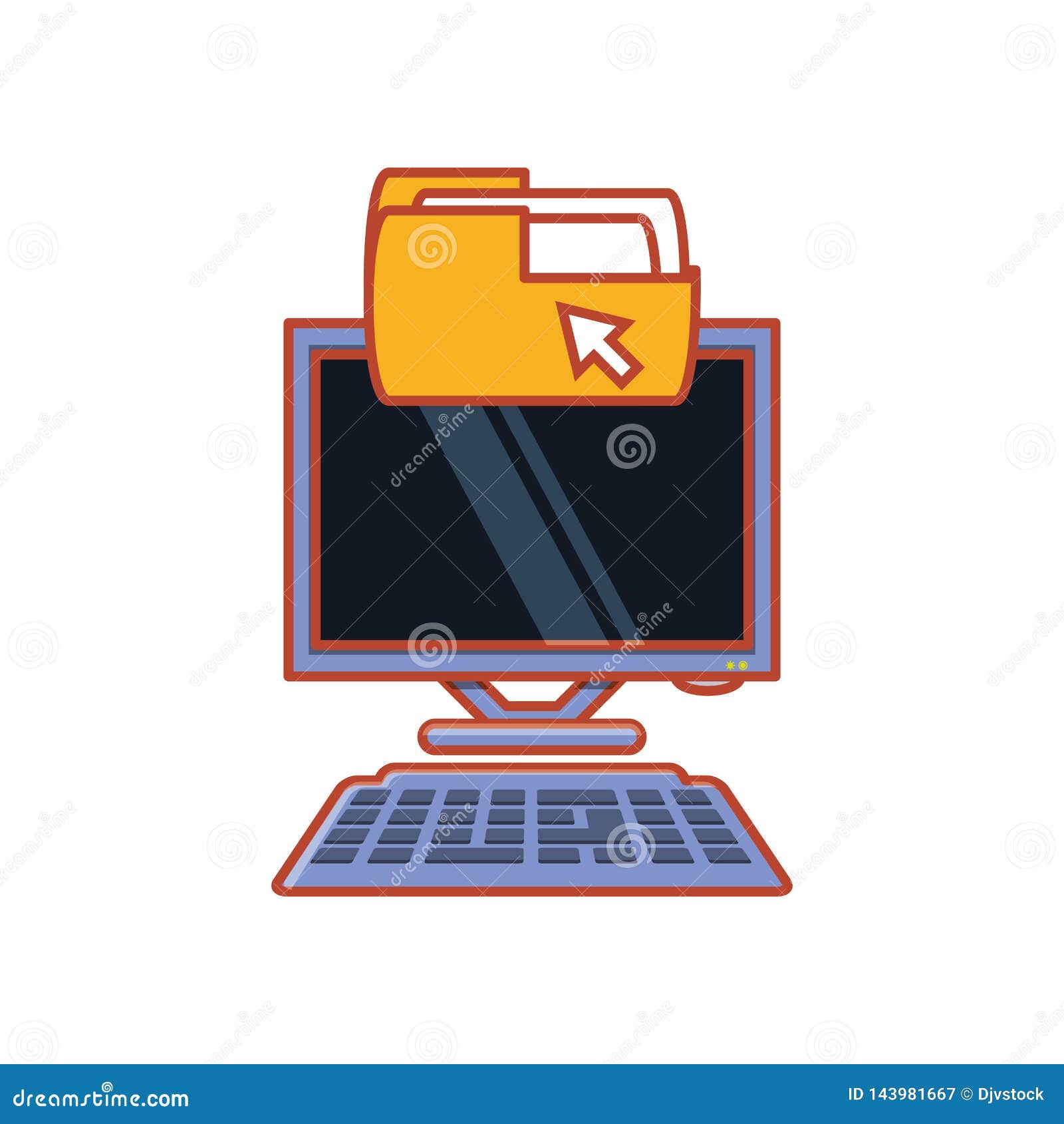 Computer Desktop with Folder Stock Illustration - Illustration of file ...