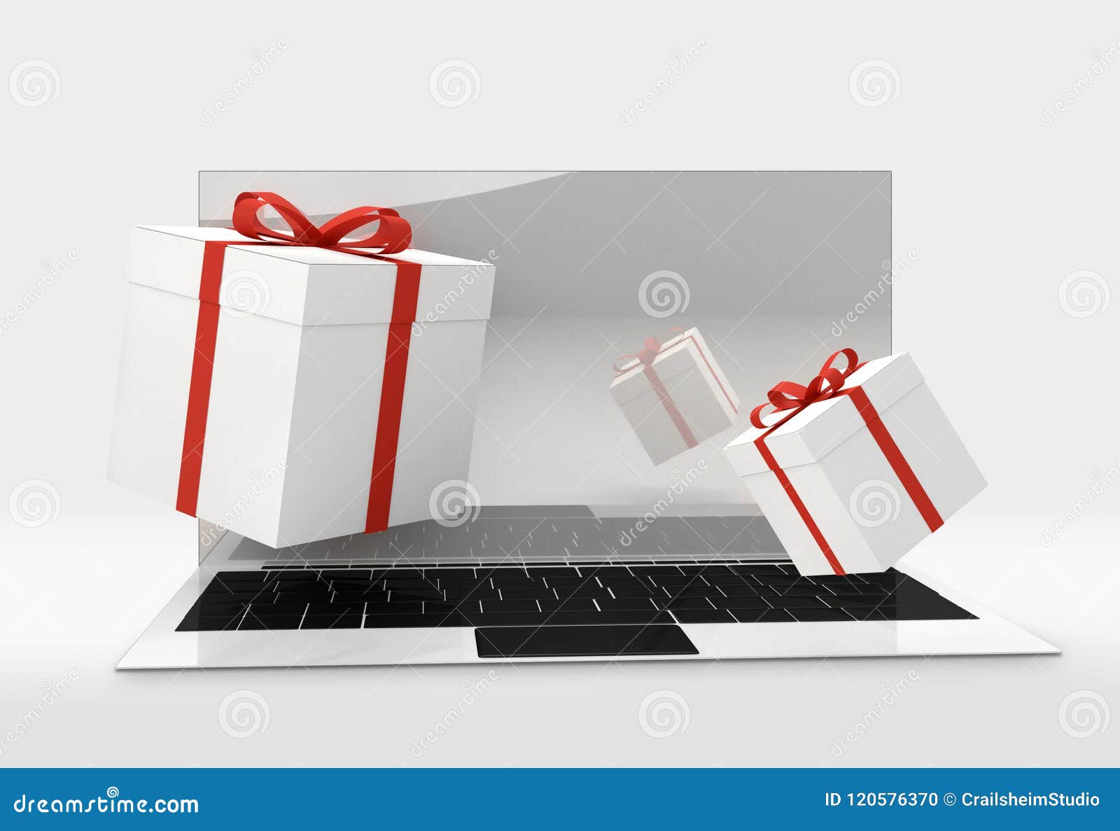 Computer Desktop Gift Boxes 3d-illustration Stock Illustration ...