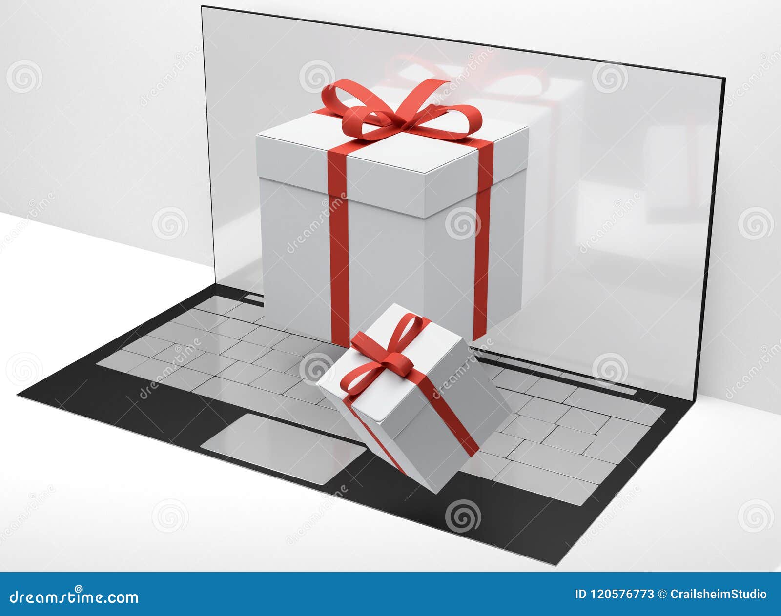 Computer Desktop Gift Boxes 3d-illustration Stock Illustration ...