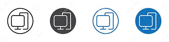 Computer Desktop Icon Flat Editable Icon Mark Set Stock Vector ...