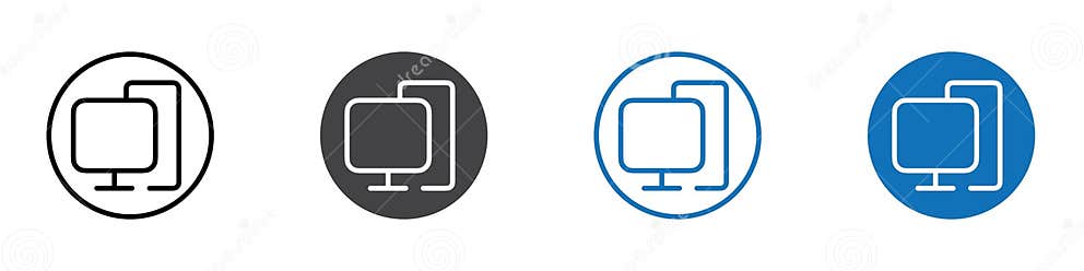 Computer Desktop Icon Flat Editable Icon Mark Set Stock Vector ...