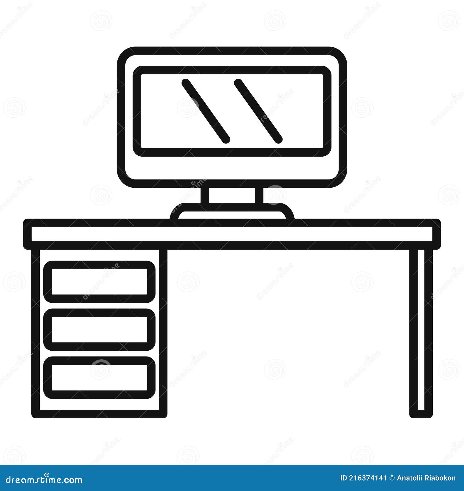Computer Desktop Icon, Outline Style Stock Vector - Illustration of ...