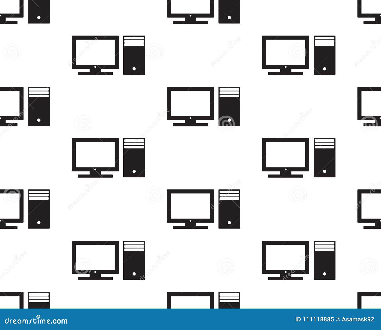 Computer Desktop Icon Vector Illustration. PC Flat Sign. Seamless on ...