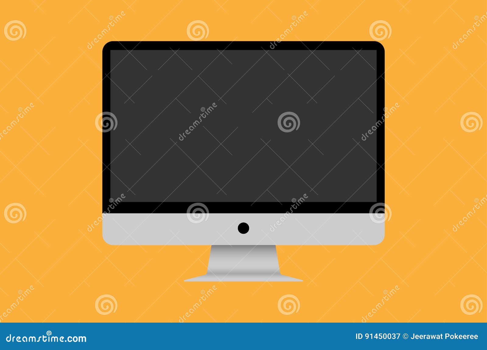 Computer Desktop Icon Vector on Orange Background. Stock Vector ...
