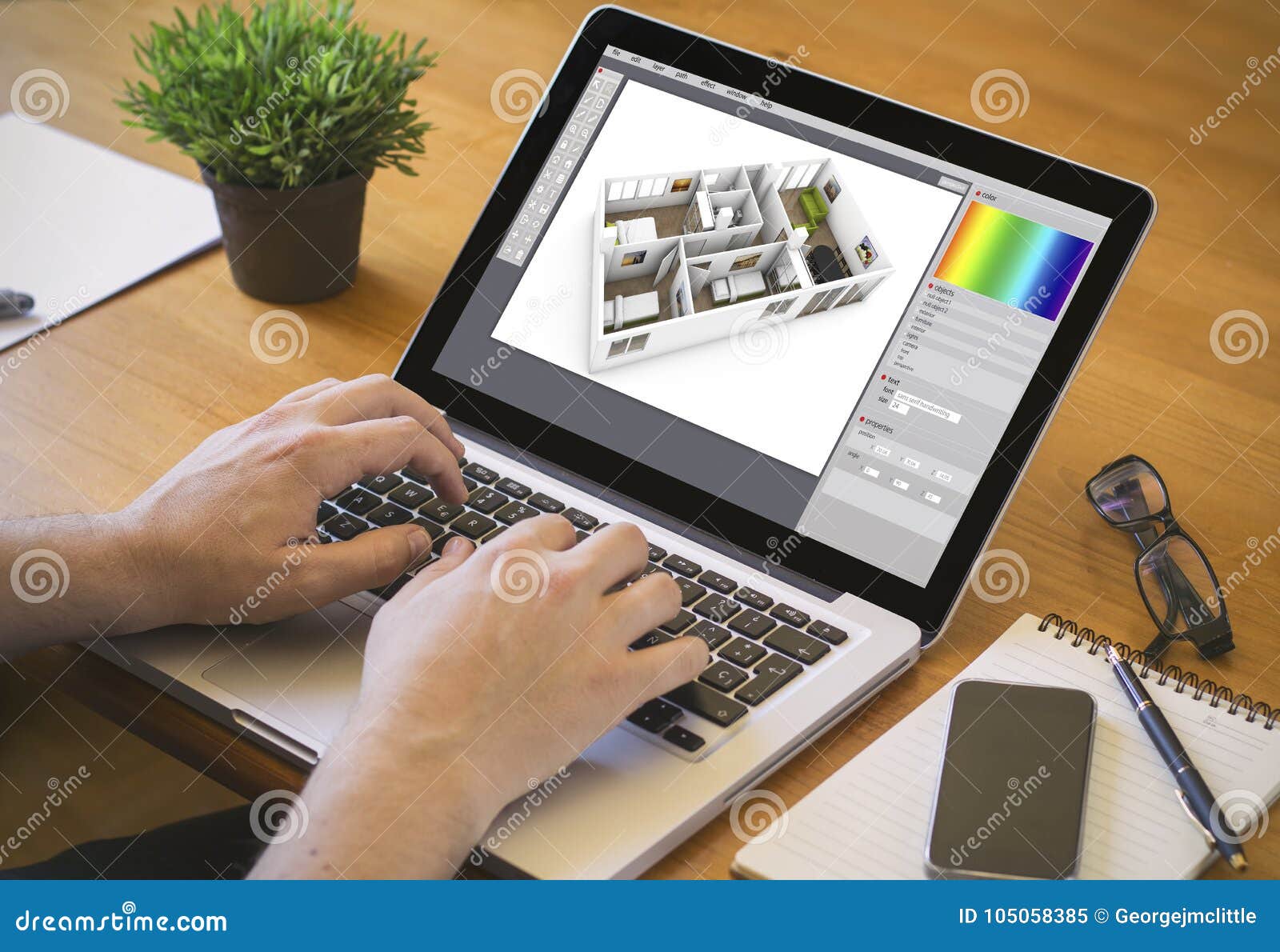 Computer Desktop Interior Design Stock Image - Image of laptop ...