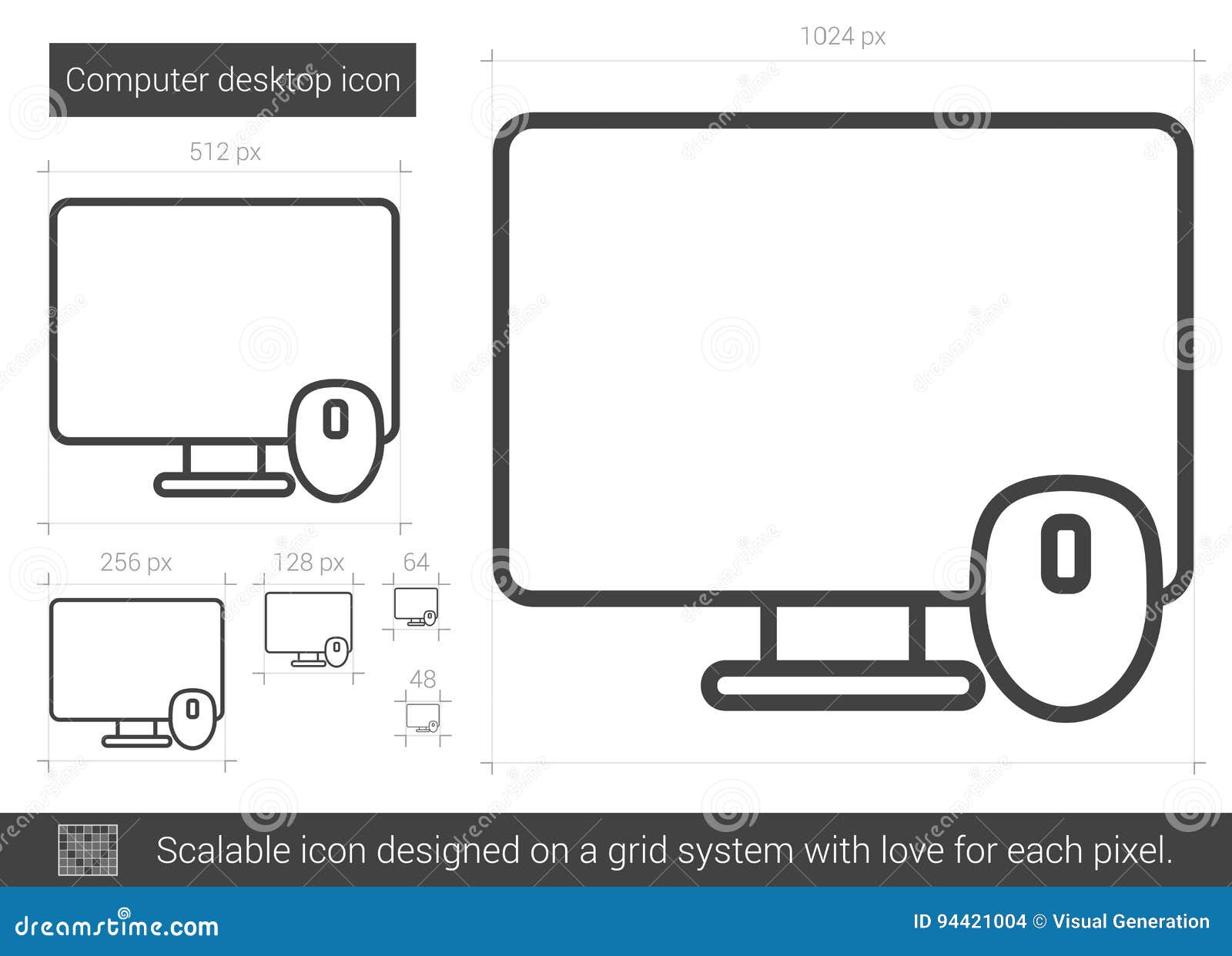 Computer Desktop Line Icon. Stock Vector - Illustration of mobile ...