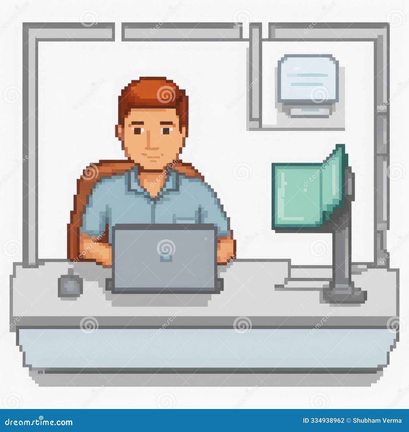 Computer Desktop with Man Cartoon Vector Illustration Graphic Design ...