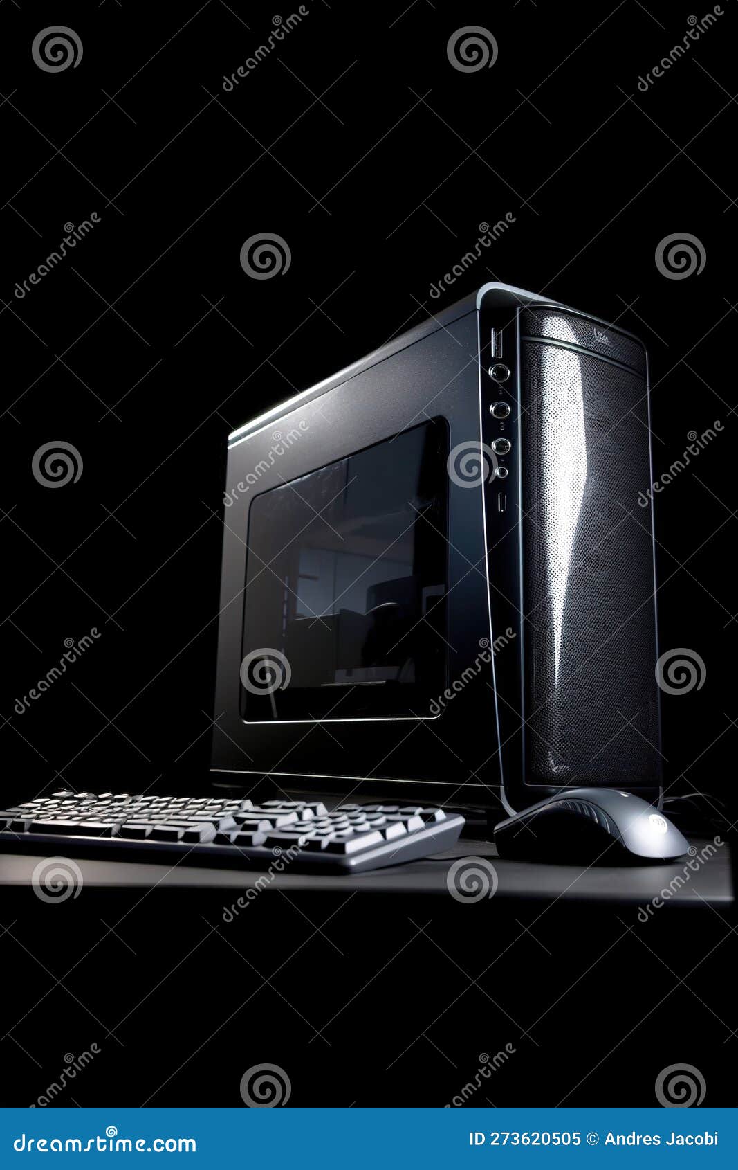 Computer Desktop Moderno Con Sfondo Nero. Illustrazione di Stock ...