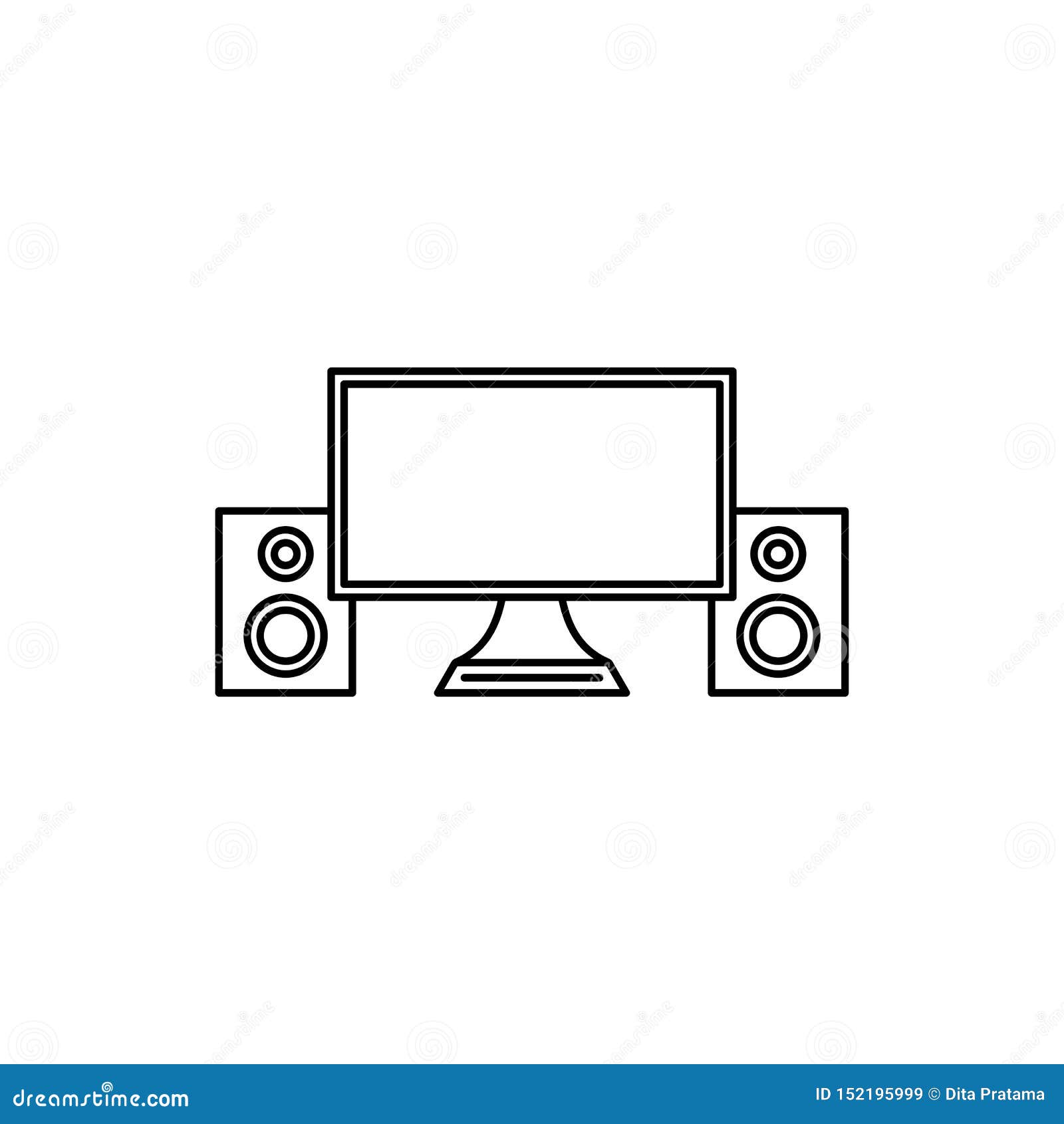Computer Desktop with Multimedia Speaker Icon. Stock Illustration ...