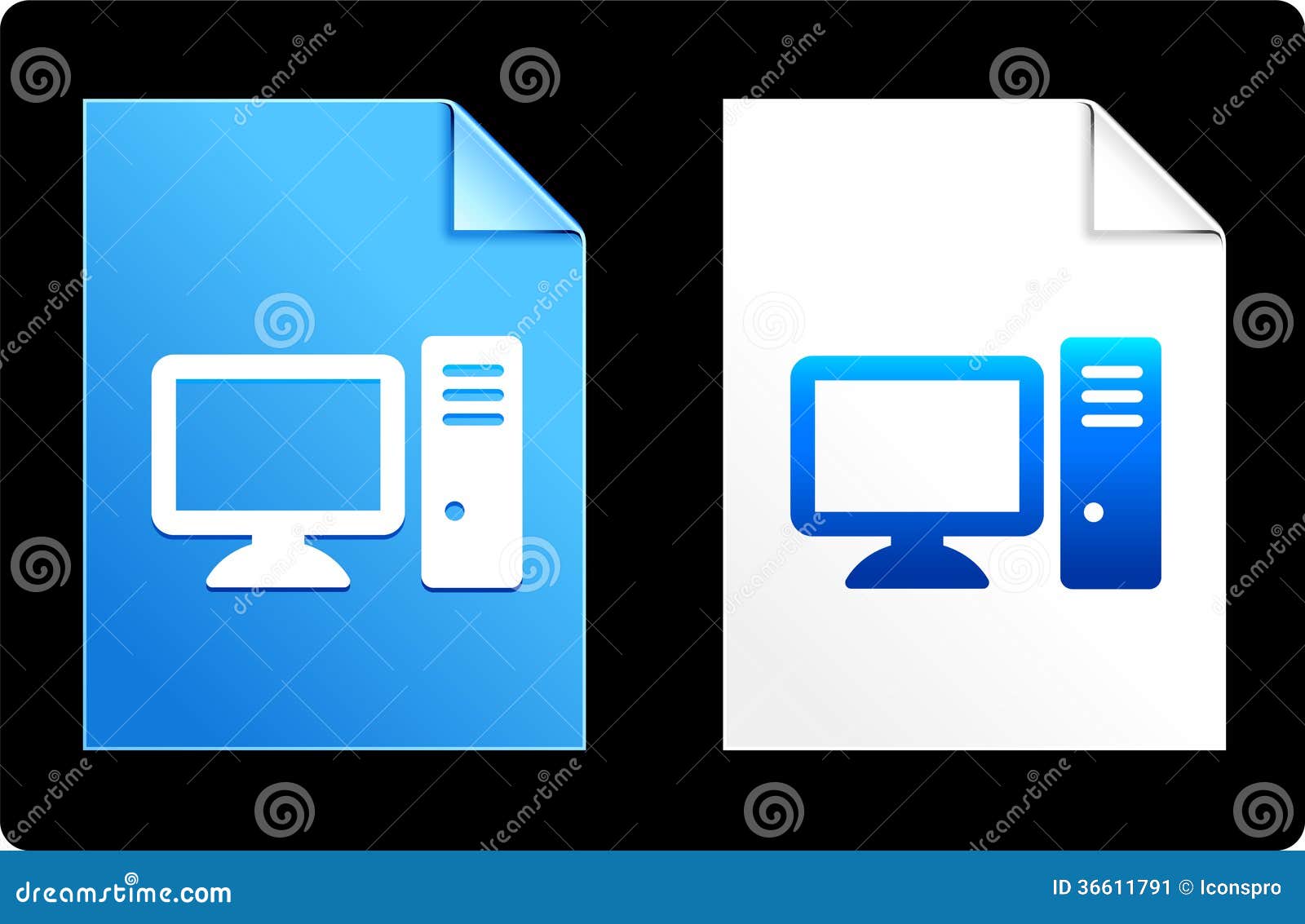 Computer Desktop on Paper Set Stock Illustration - Illustration of ...