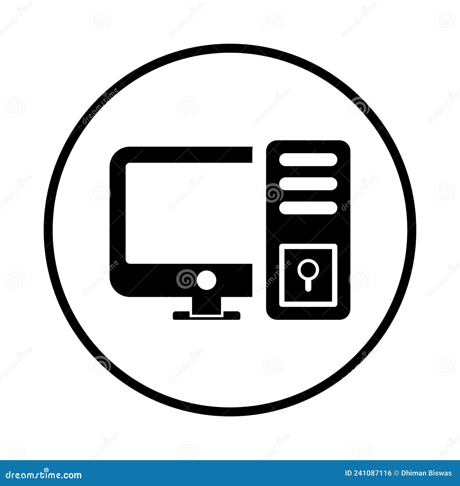 Computer, Desktop, Pc Icon. Black Vector Grapics Stock Illustration ...