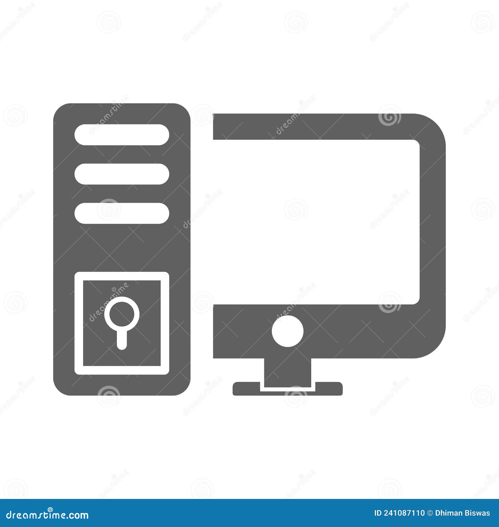 Computer, Desktop, Pc Icon. Gray Vector Graphics Stock Illustration ...