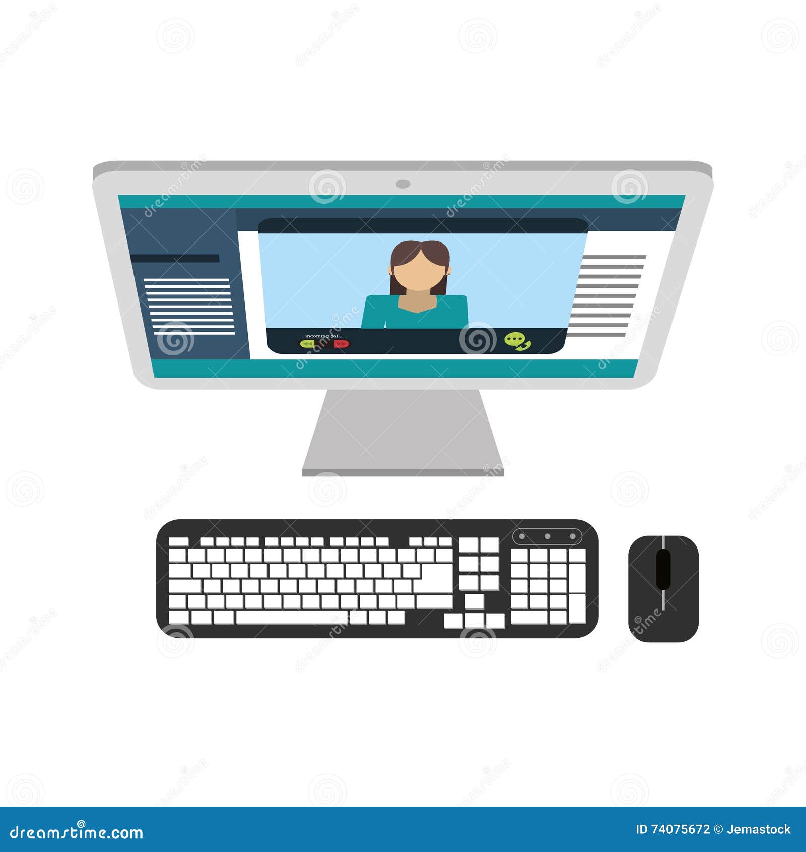Computer Desktop Pc with Keyboard and Mouse Stock Photo - Image of ...