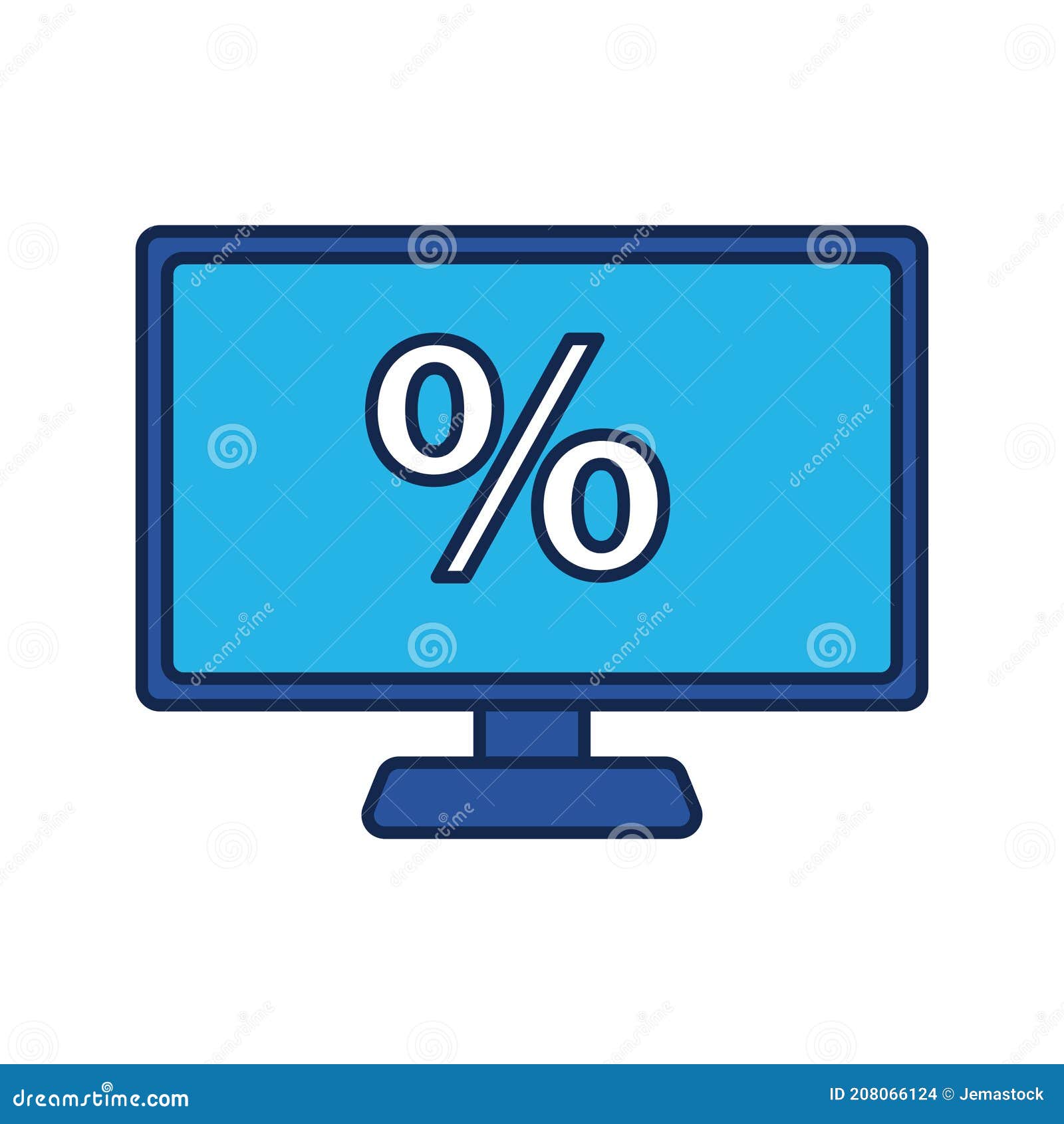 Computer Desktop with Percent Symbol Flat Style Icon Stock Vector ...