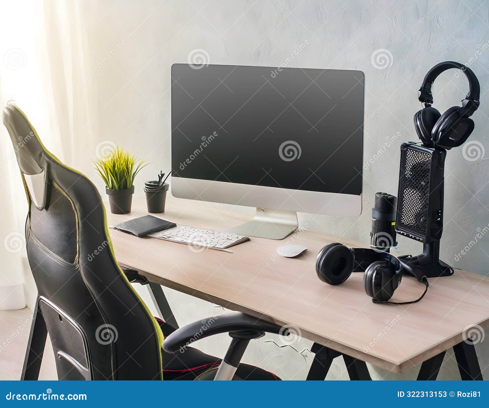 Computer Desktop Space. Gaming Office Stock Image - Image of computer ...