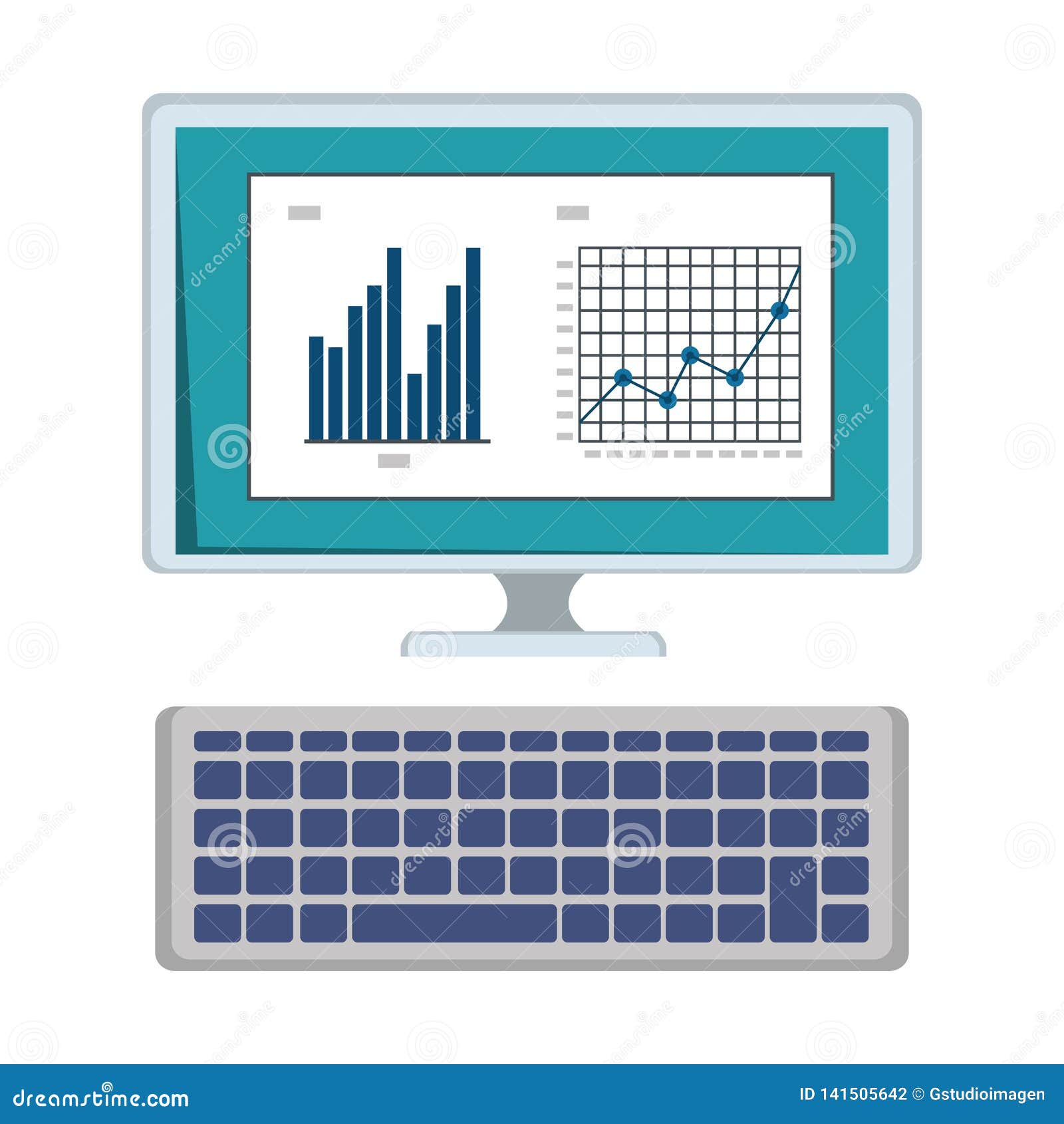 Computer Desktop with Statistics Infographic Stock Vector ...