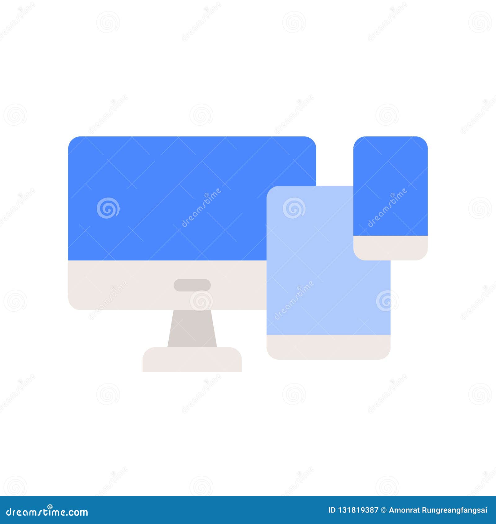 Computer Desktop, Table and Smart Phone, Device Icon Stock Vector ...