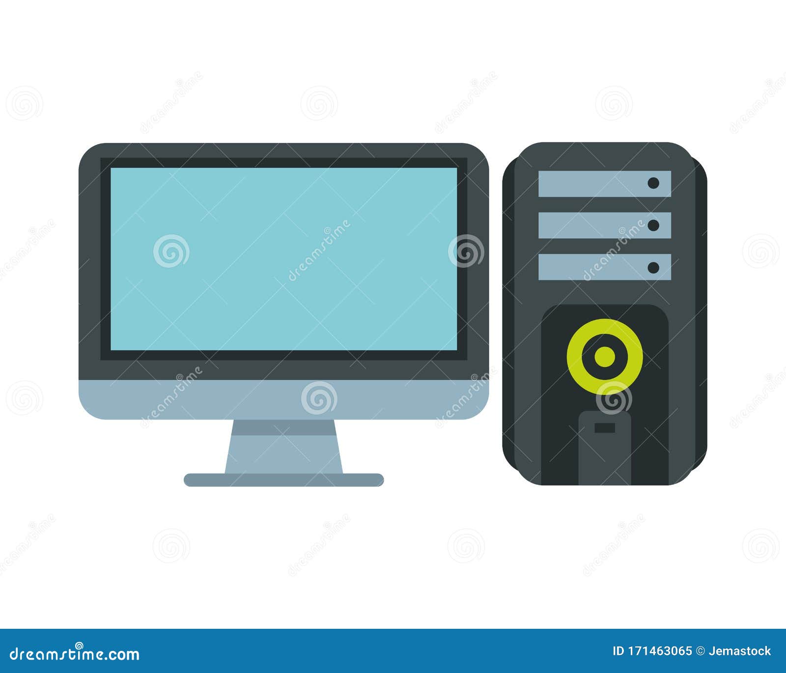 Computer Desktop Tower with Monitor Stock Vector - Illustration of ...