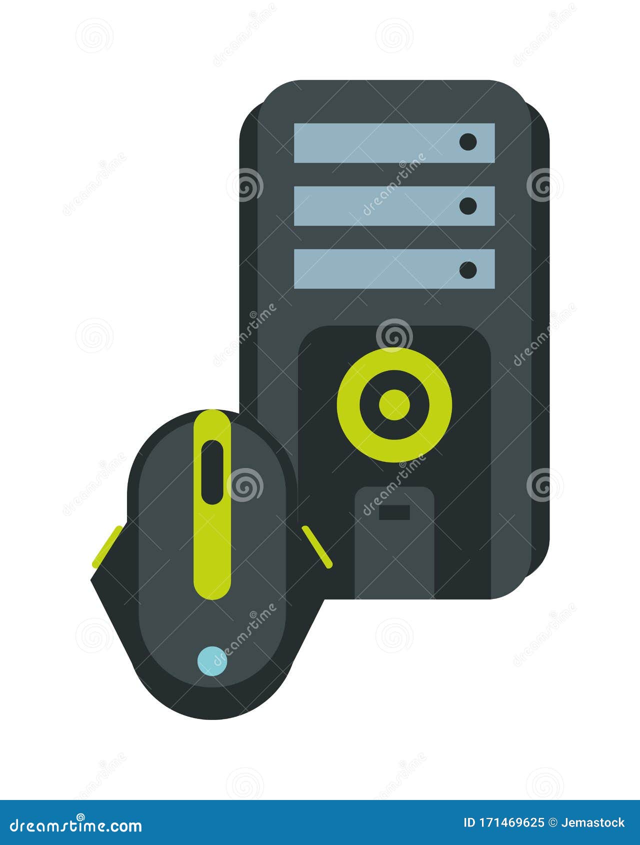 Computer Desktop Tower with Mouse Stock Vector - Illustration of ...