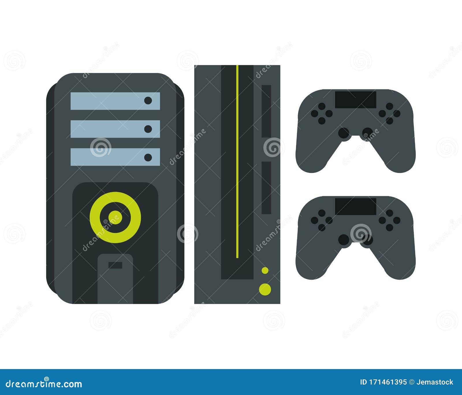 Computer Desktop Tower with Video Game Console Stock Vector ...
