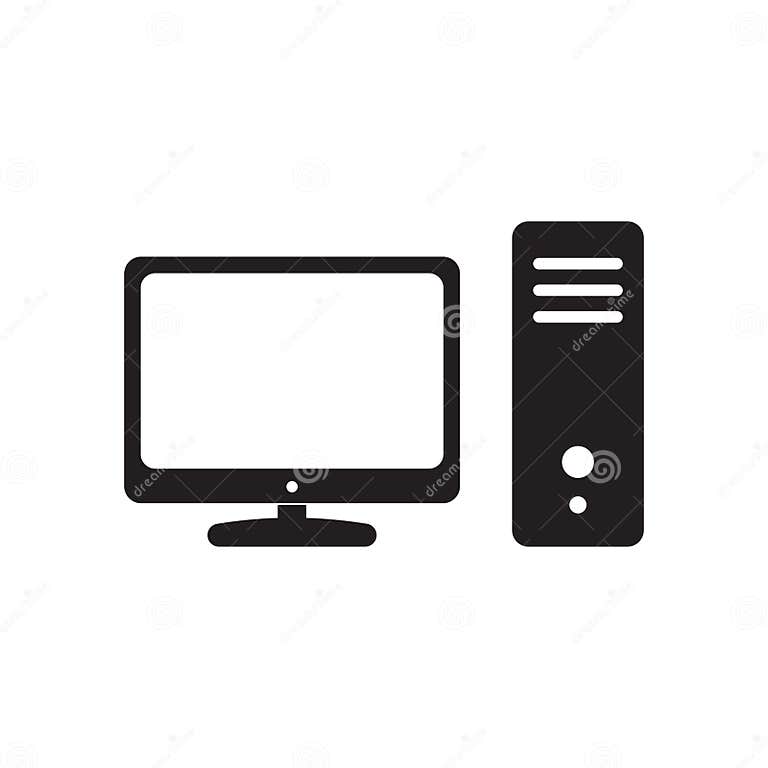 Computer Desktop Vector Icon, Pc Symbol. Stock Vector - Illustration of ...