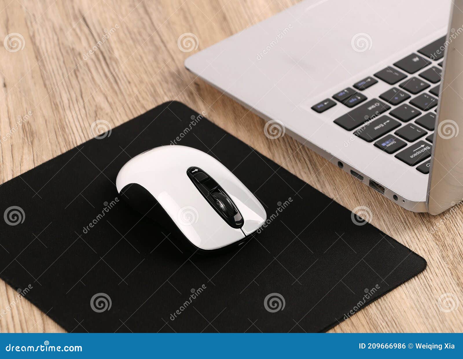 Computer Desktop with White Keyboard and Mouse on Working Desk Stock ...