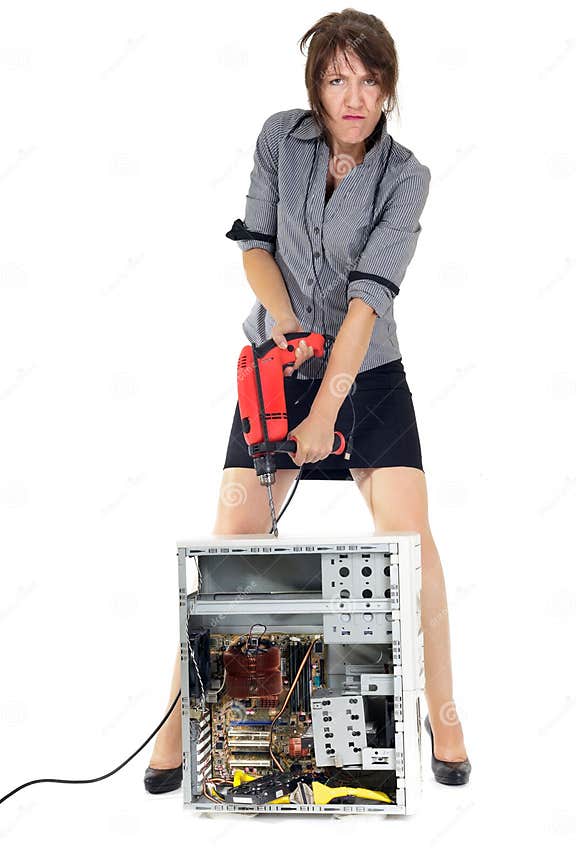 Computer destruction stock photo. Image of businesswoman - 26574270