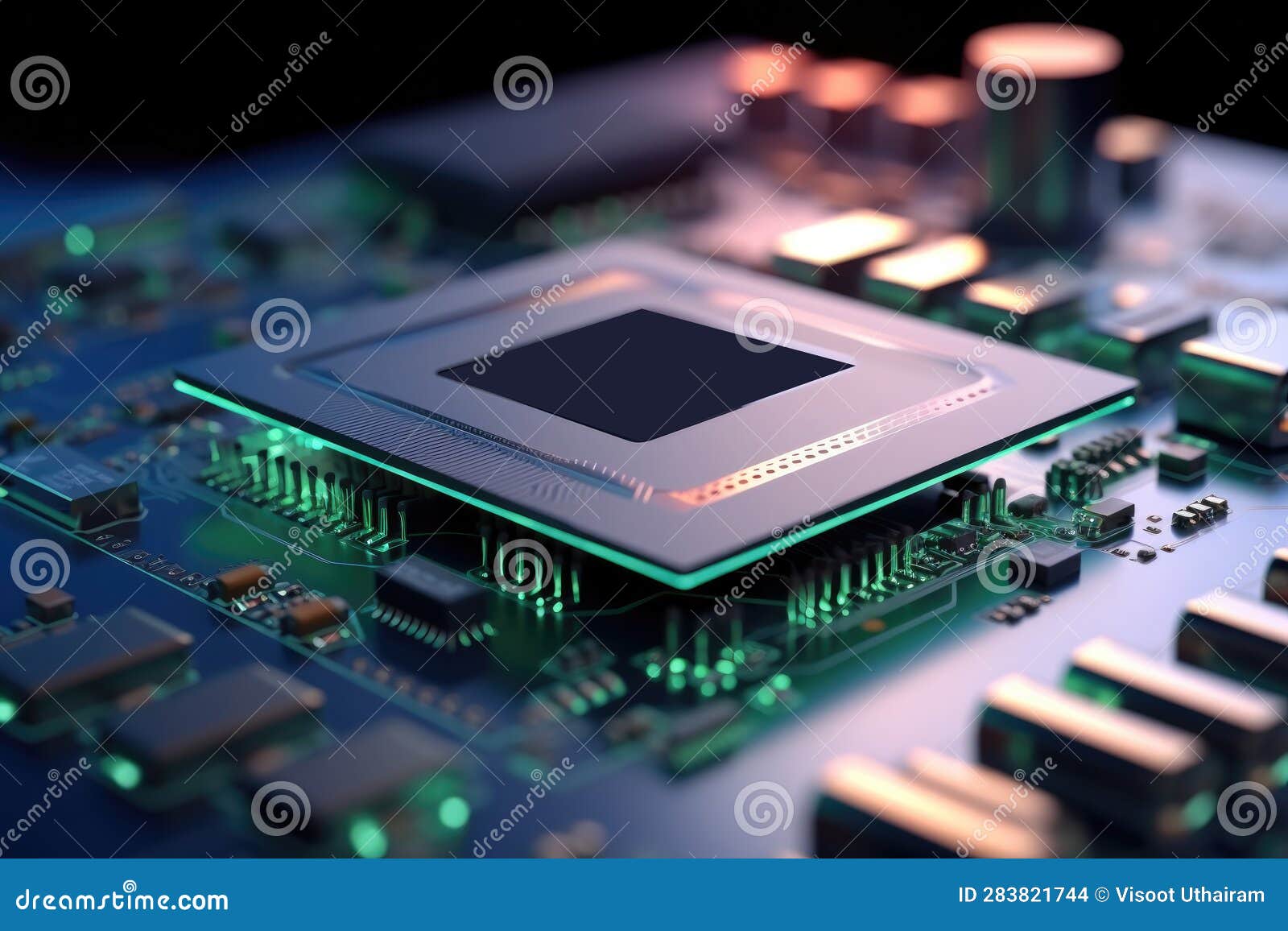 Computer Details Close Up, View of a Modern GPU Card with Circuit Stock ...