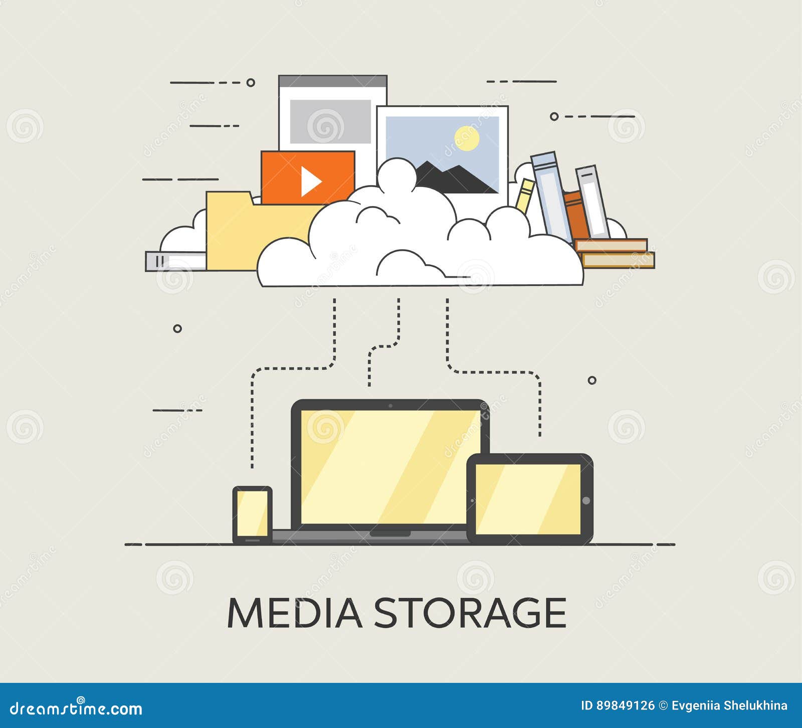 Computer Device Data Cloud Storage Security Flat Design Illustration ...