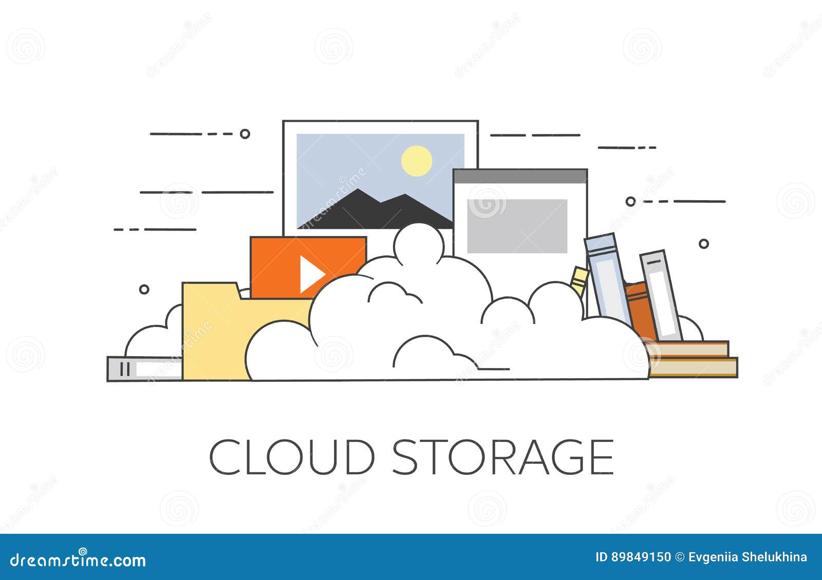 Computer Device Data Cloud Storage Security Flat Design Illustration Stock Illustration ...