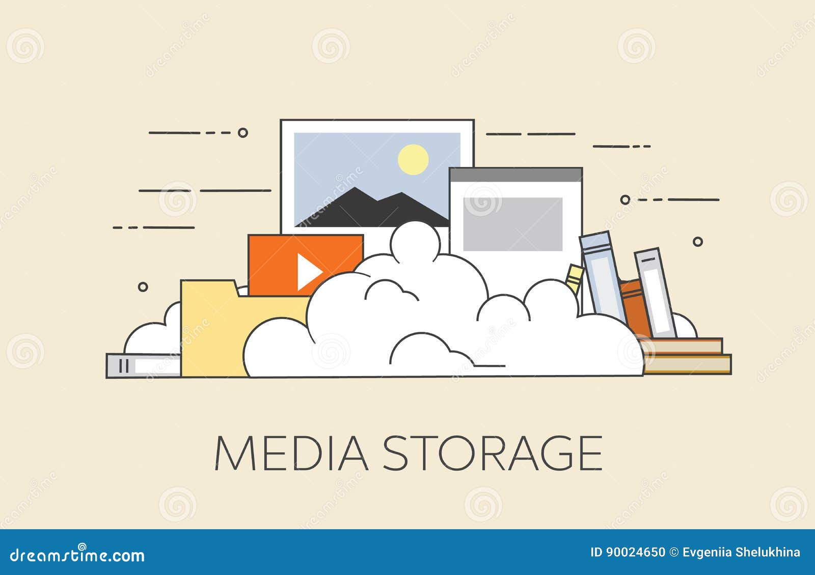 Computer Device Data Cloud Storage Security Flat Design Vector ...
