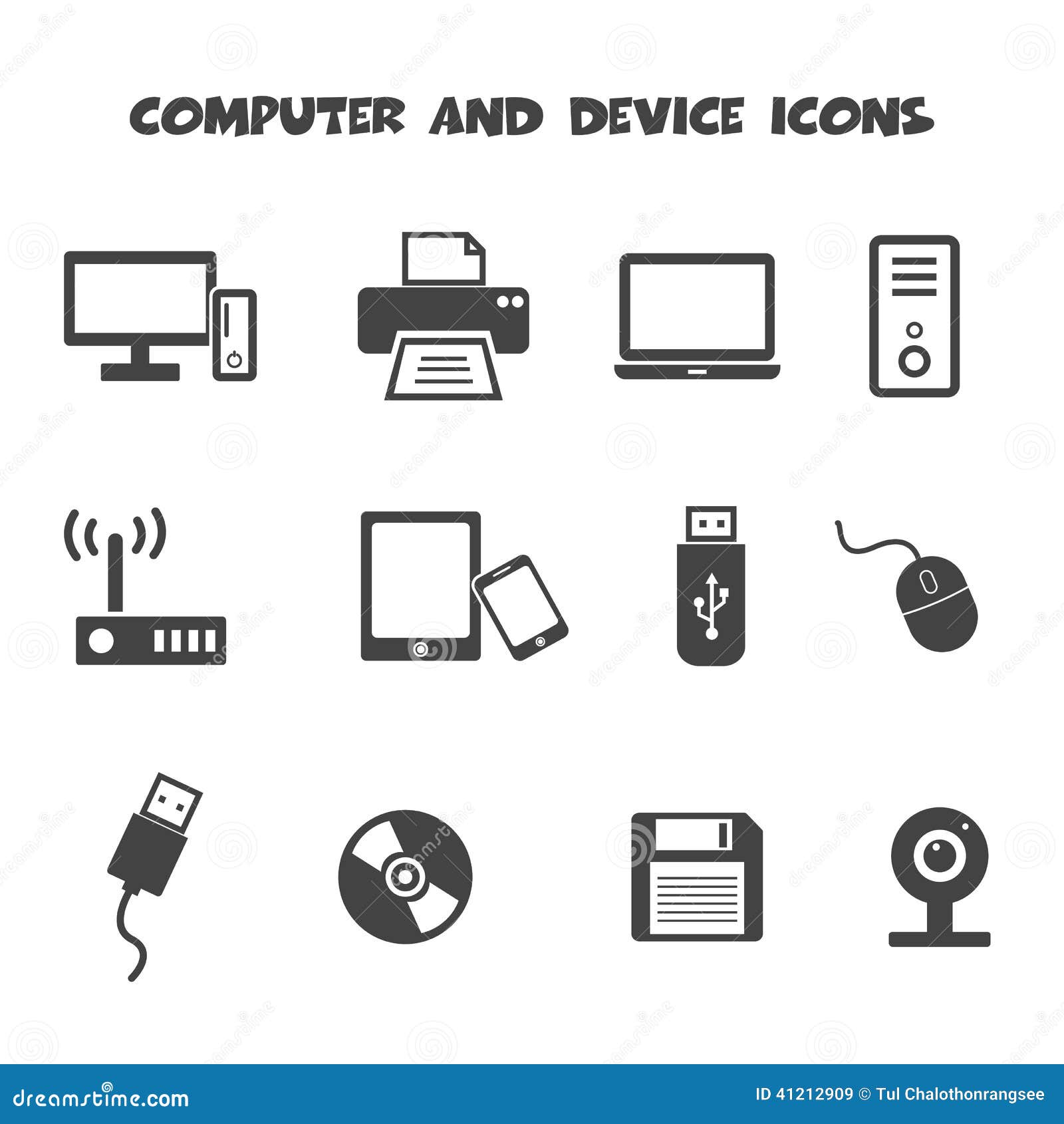 Computer And Device Icons Stock Vector Illustration Of Mouse 41212909