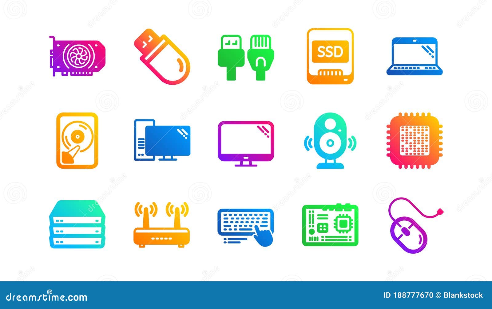 Computer Device Icons. Motherboard, CPU and Laptop. Classic Icon Set ...