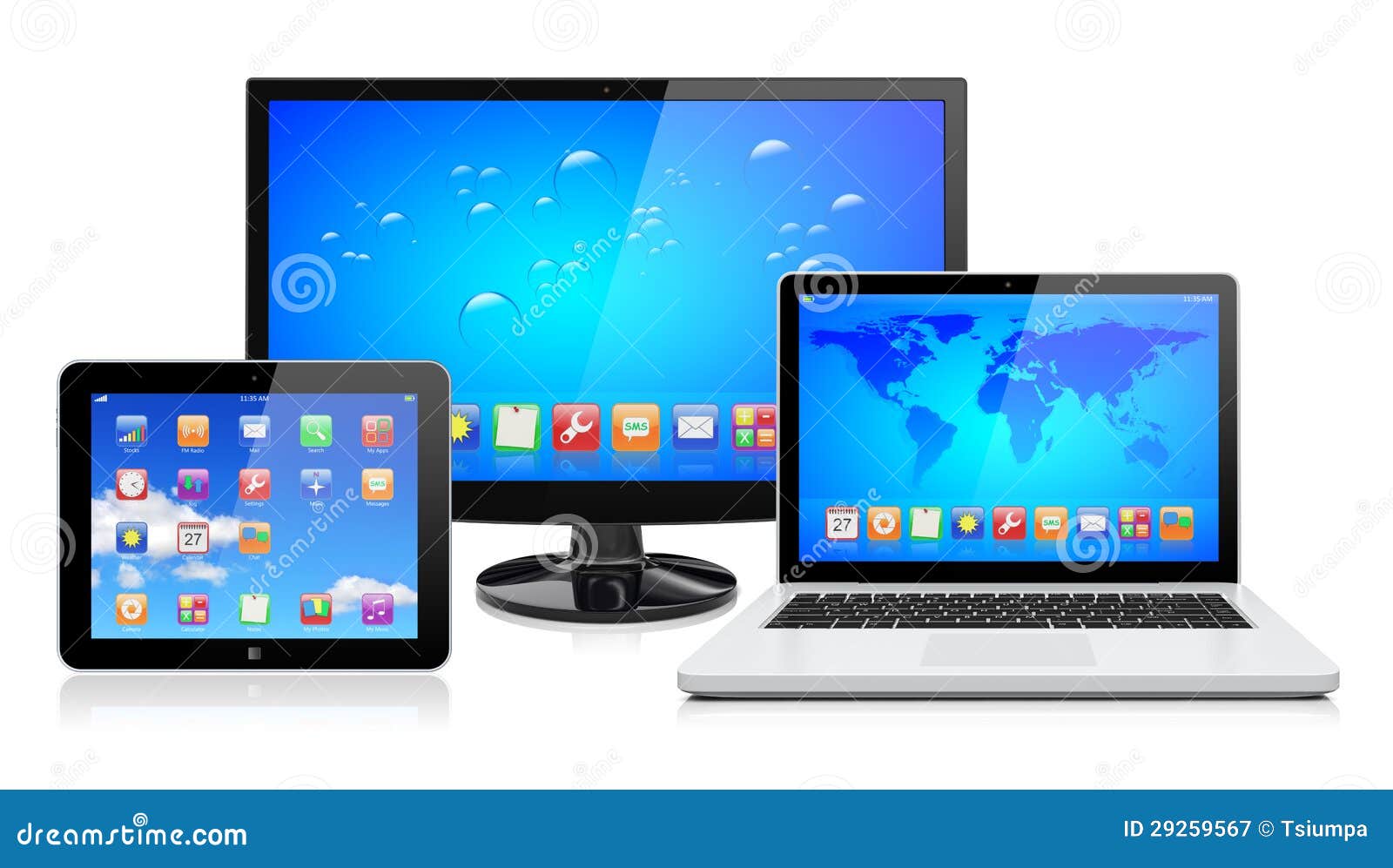 Computer devices stock illustration. Illustration of blue - 29259567
