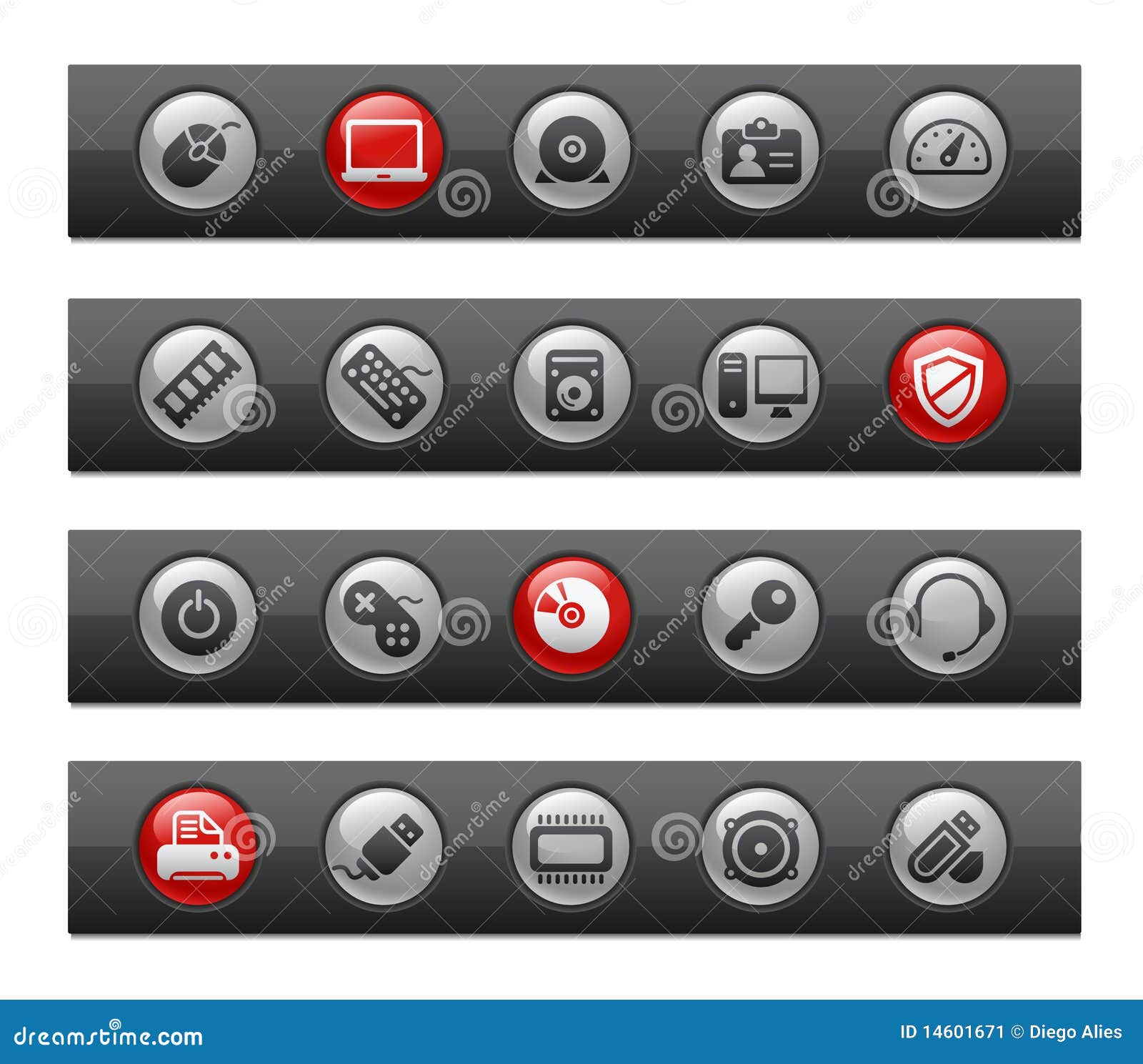 Computer & Devices // Button Bar Series Stock Vector - Illustration of ...