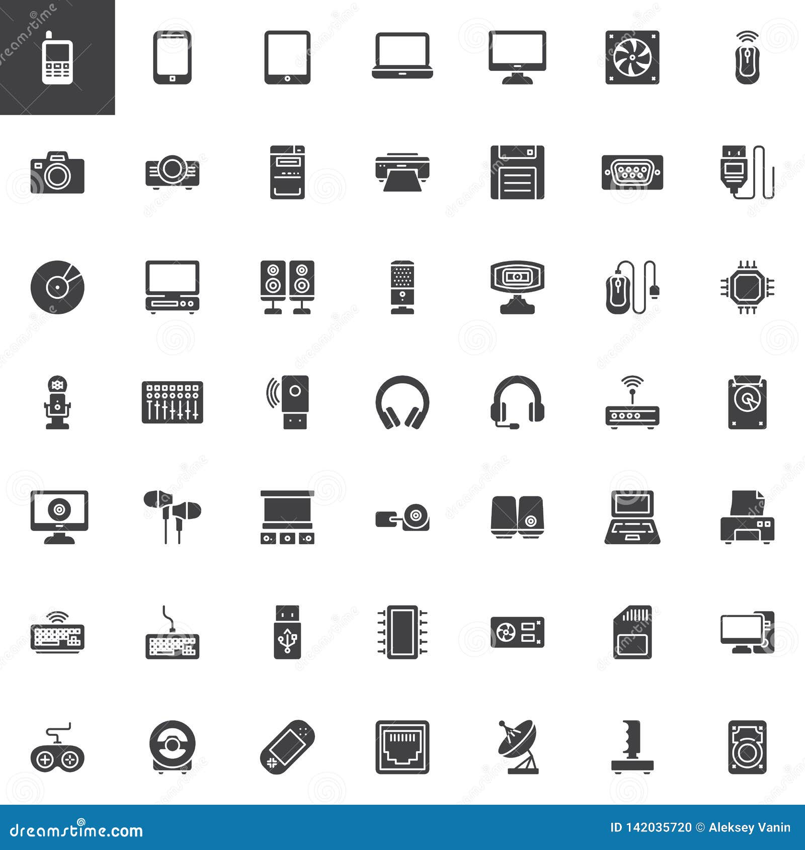 Computer Devices, Hardware Vector Icons Set Stock Vector - Illustration ...