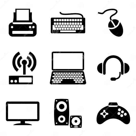 Computer devices icons stock vector. Illustration of black - 24480934