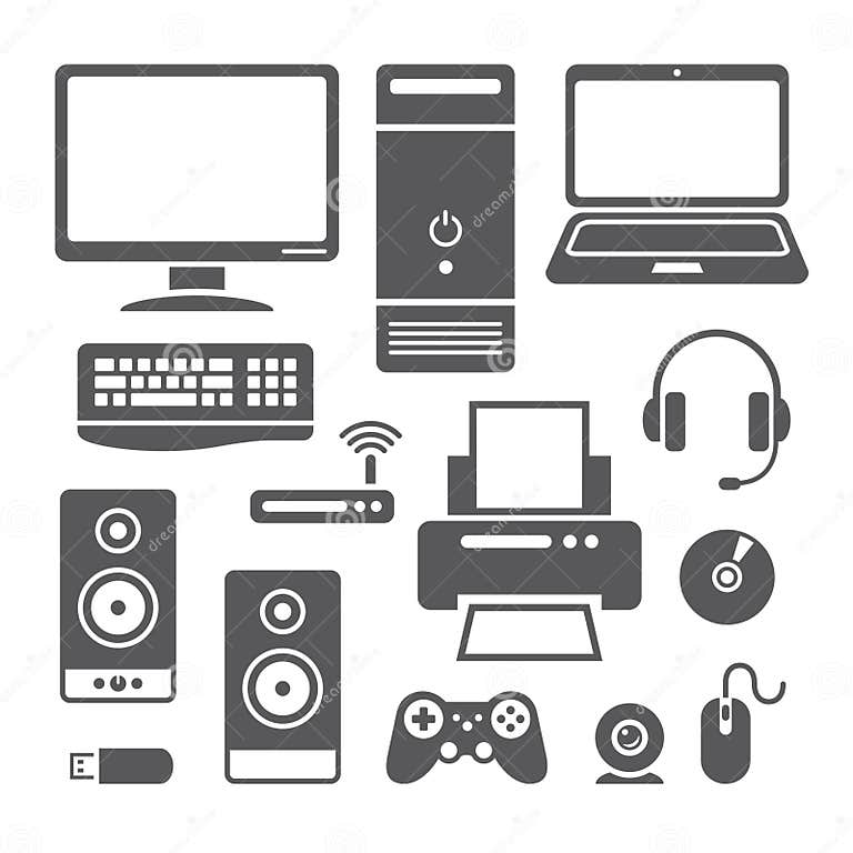 Computer devices icons stock vector. Illustration of keyboard - 31812104