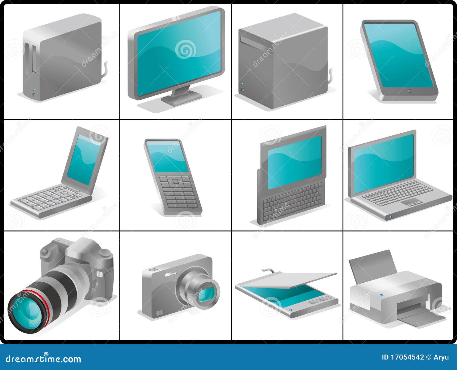 Computer and Devices Icons for Structure Stock Illustration ...