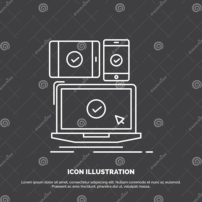 Computer Devices Mobile Responsive Technology Icon Line Vector Symbol For Ui And Ux