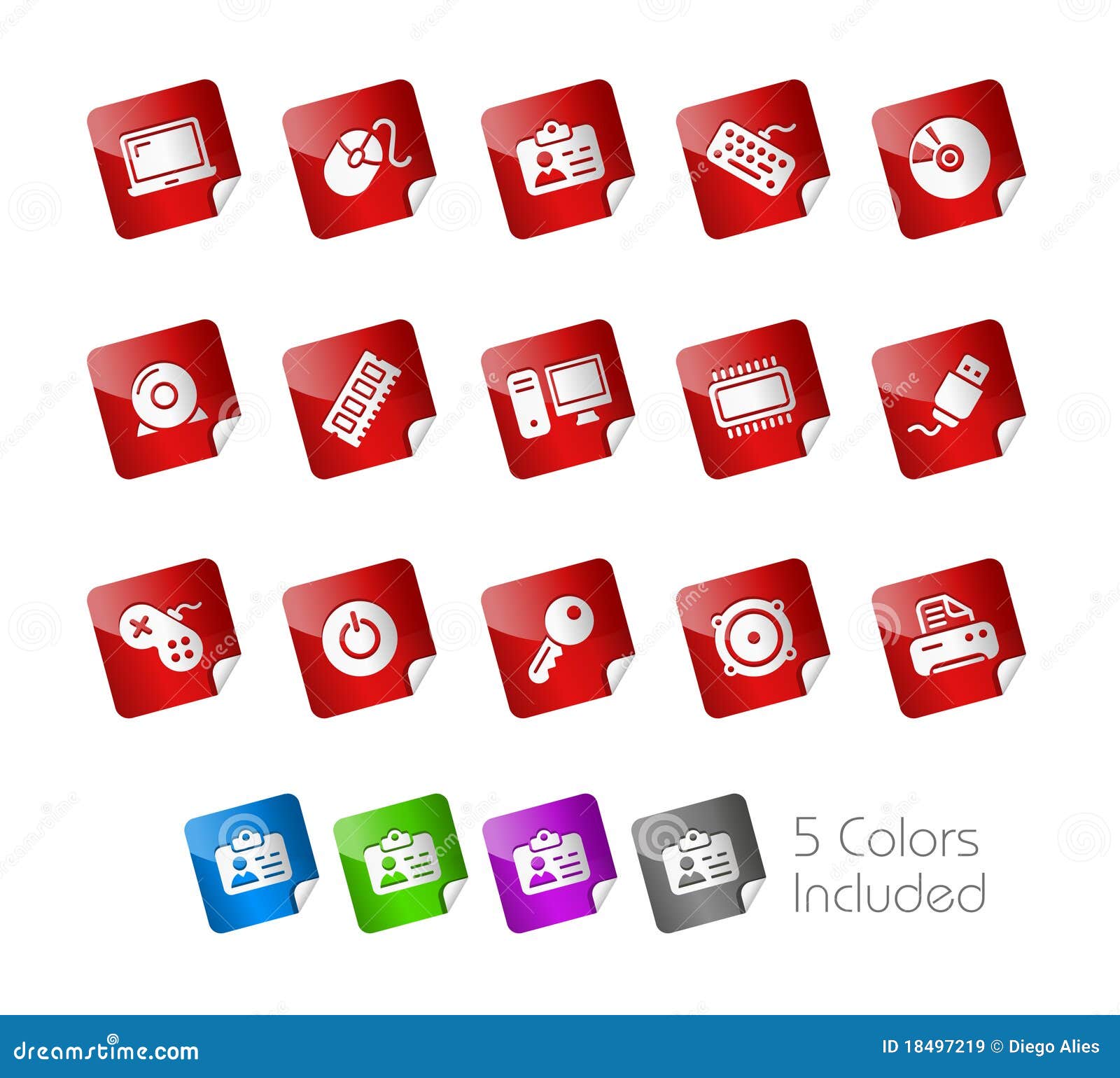 Computer & Devices// Stickers Stock Vector - Illustration of disk ...