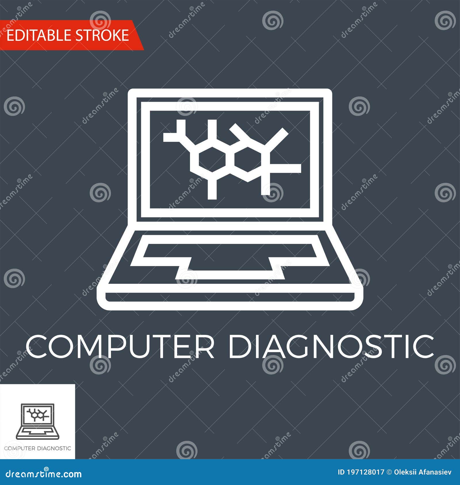 Computer Diagnostic Vector Icon Stock Vector - Illustration of isolated ...