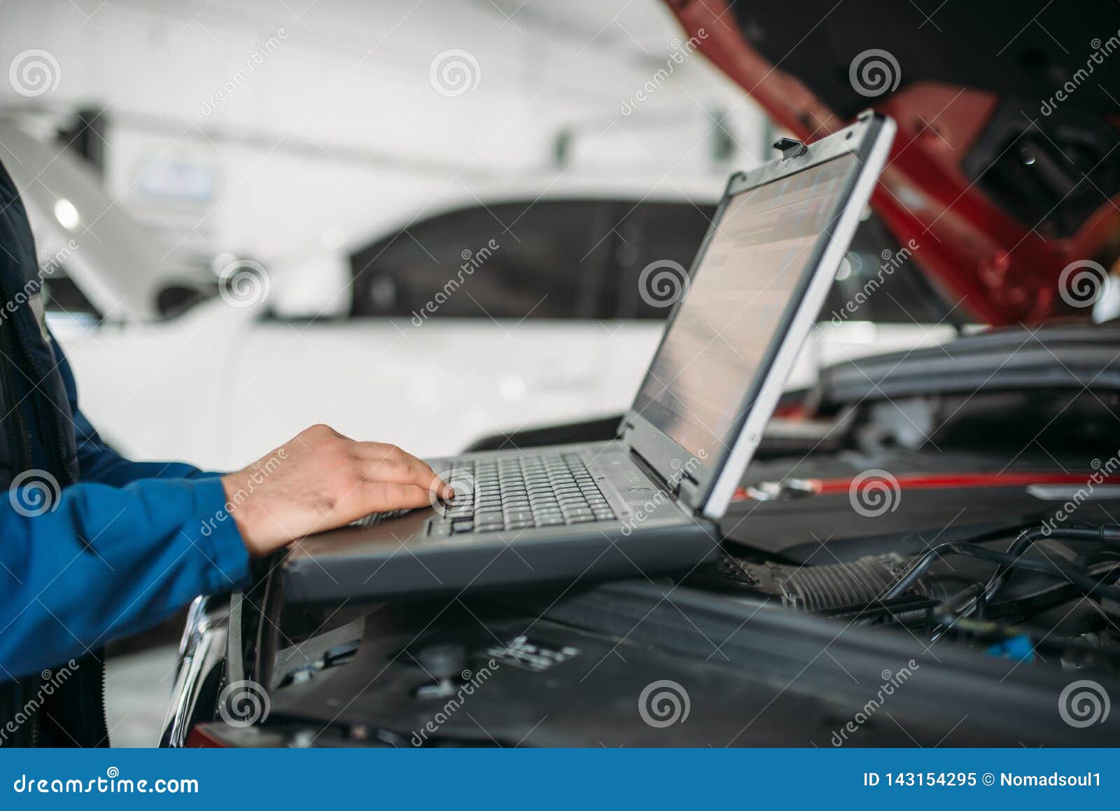 Computer Diagnostics of the Car in Auto-service Stock Image - Image of ...