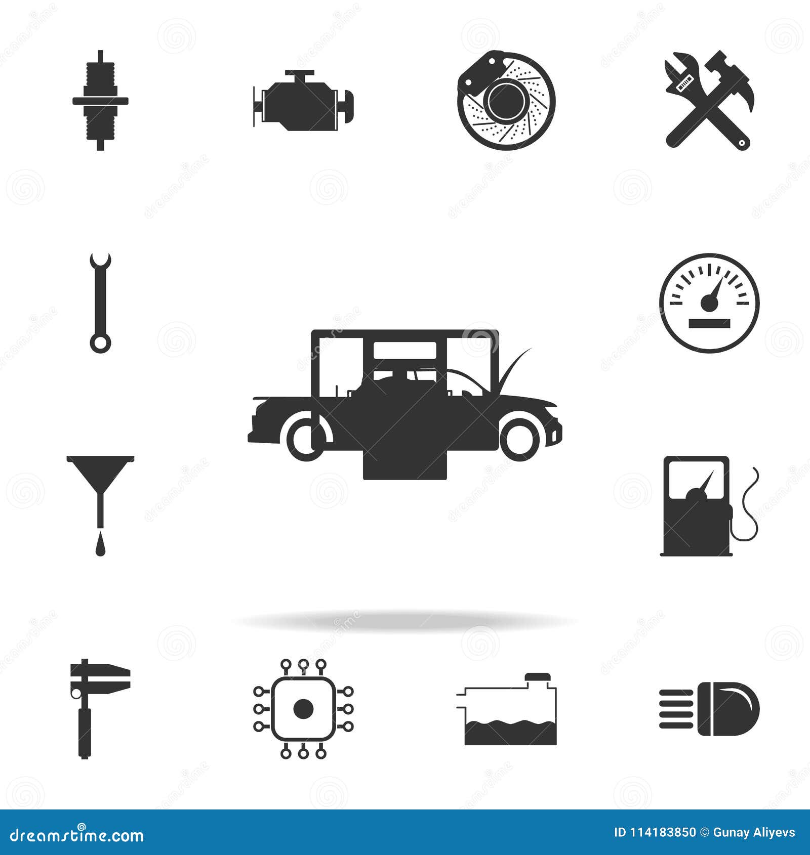 Computer Diagnostics of a Car Icon. Detailed Set of Car Repear Icons ... Computer Diagnostics of a Car Icon. Detailed Set of Car Repear Icons ...