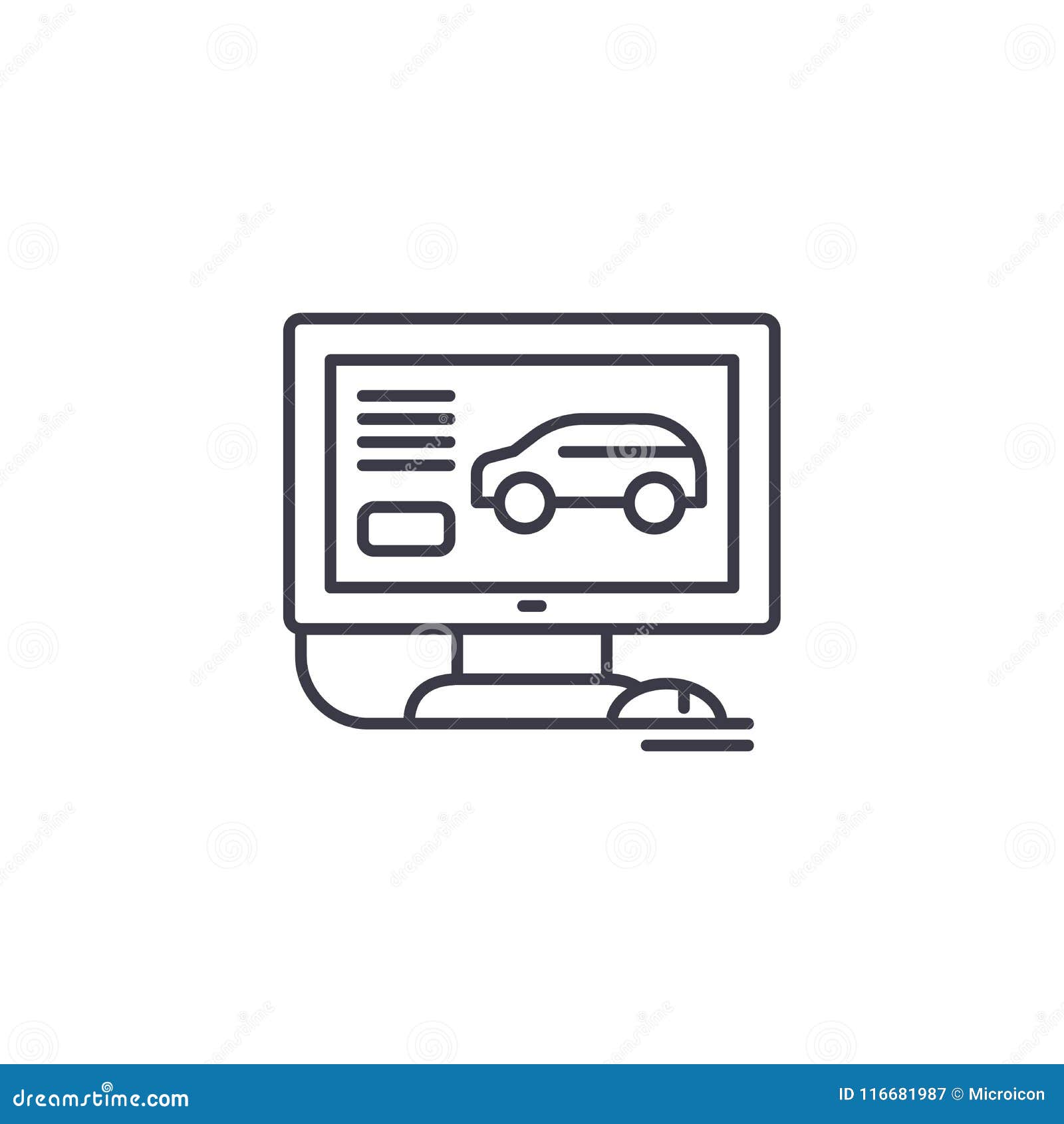 Computer Diagnostics of Cars Linear Icon Concept. Computer Diagnostics of Cars Line Vector Sign ...